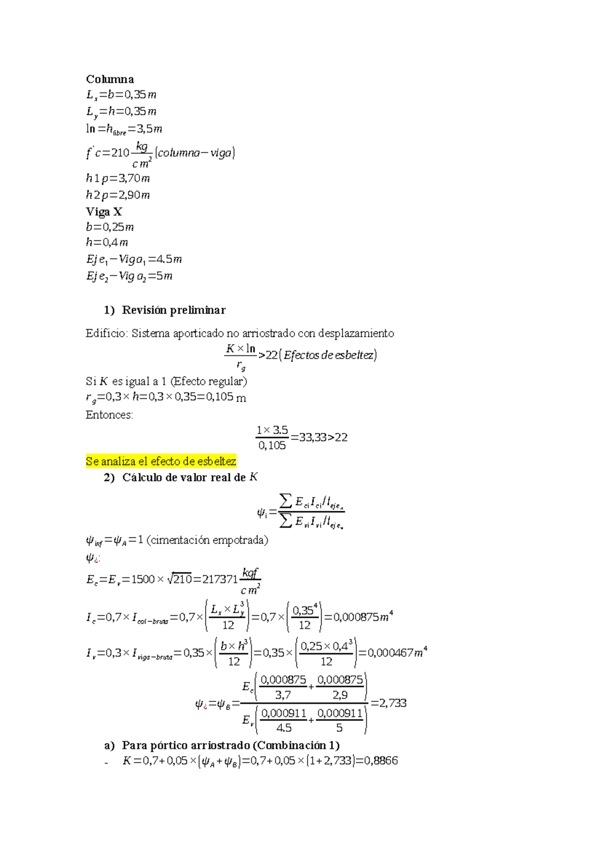Esbeltez bryan 1 Final - columna - Columna Lx=b=0,35 m Ly=h=0,35 m ln ...