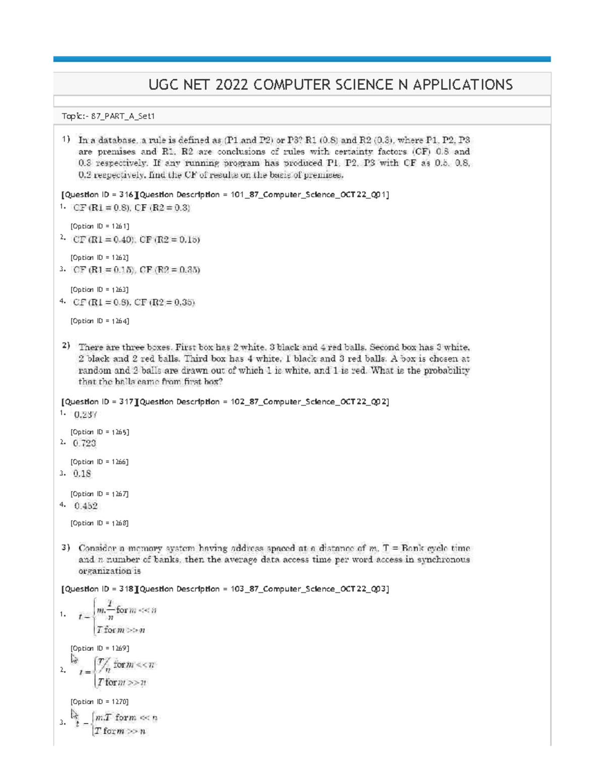 UGC NET Computer Science N Applications 2022 Shift 1 - ExamraceExamrace ...