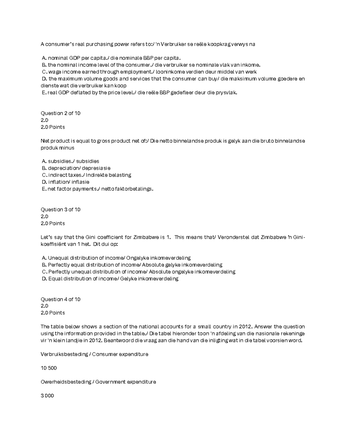 Econ 122 quiz - Practice material - A consumer’s real purchasing power ...