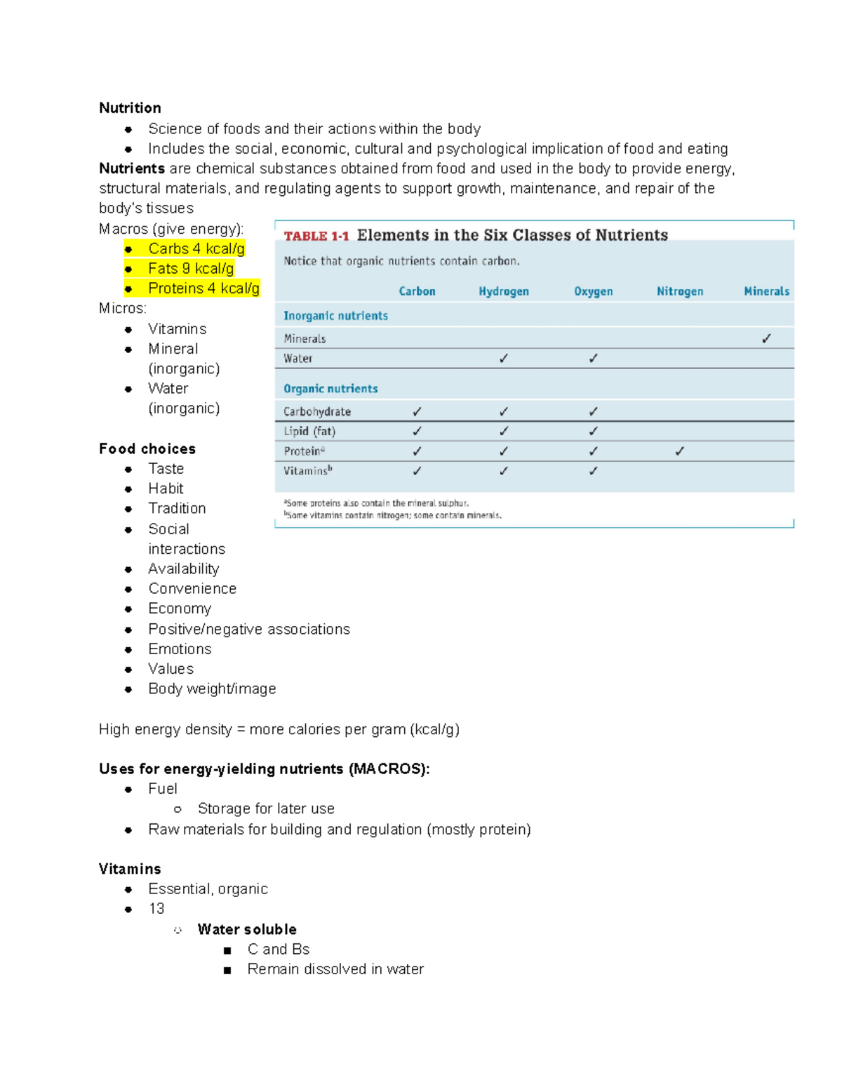 Midterm - Nutrition Science of foods and their actions within the body ...
