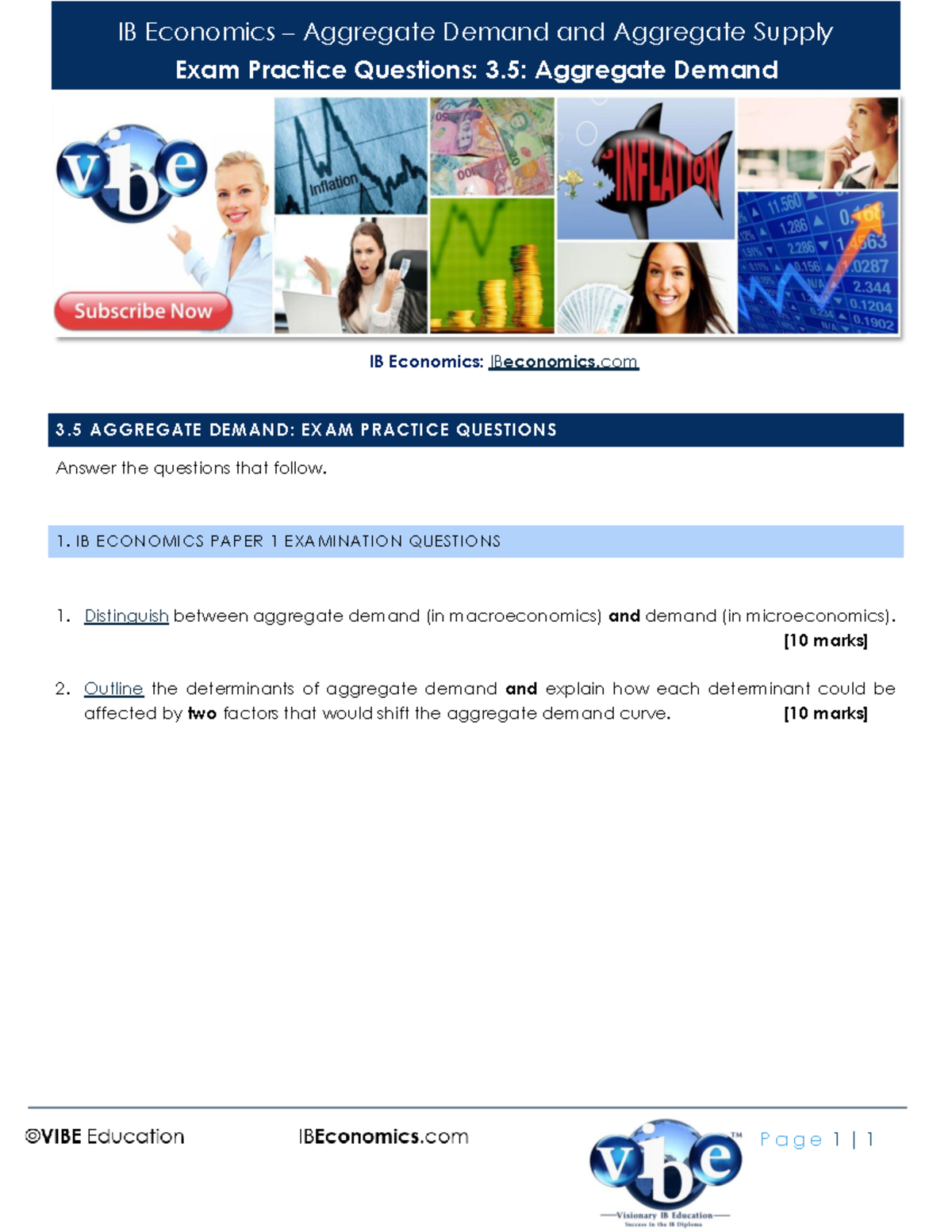 Ib economics - 3 - P a g e 1 | 1 IB Economics – Aggregate Demand and ...