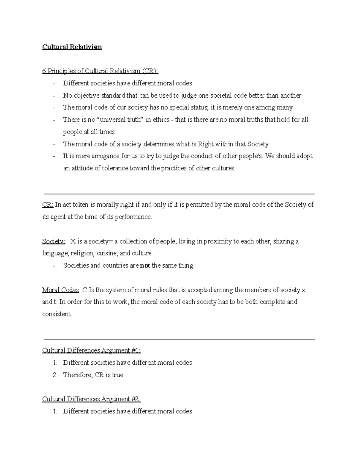 PHIL 1145G- Cultural Relativism - Cultural Relativism 6 Principles of ...