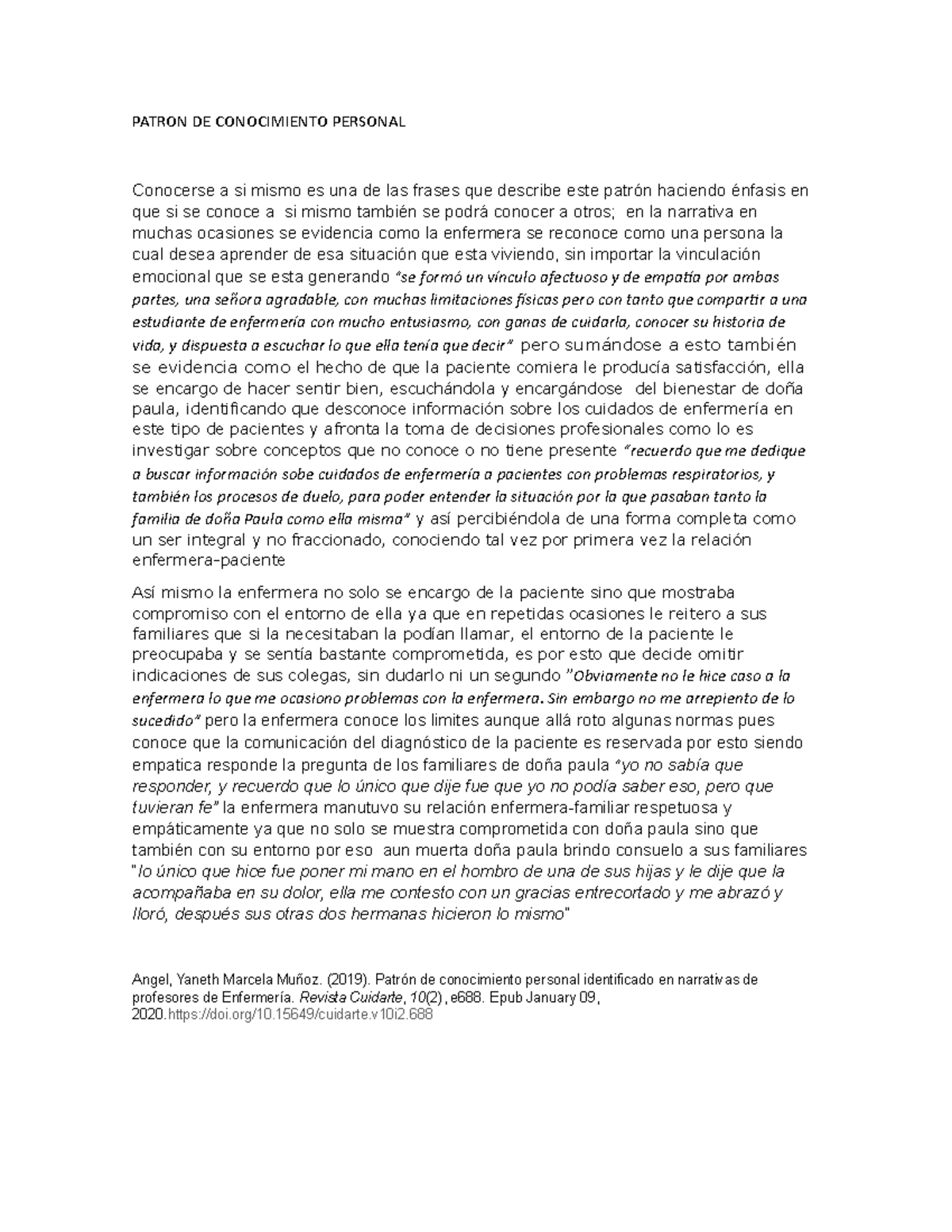 Patron DE Conocimiento Personal - PATRON DE CONOCIMIENTO PERSONAL ...