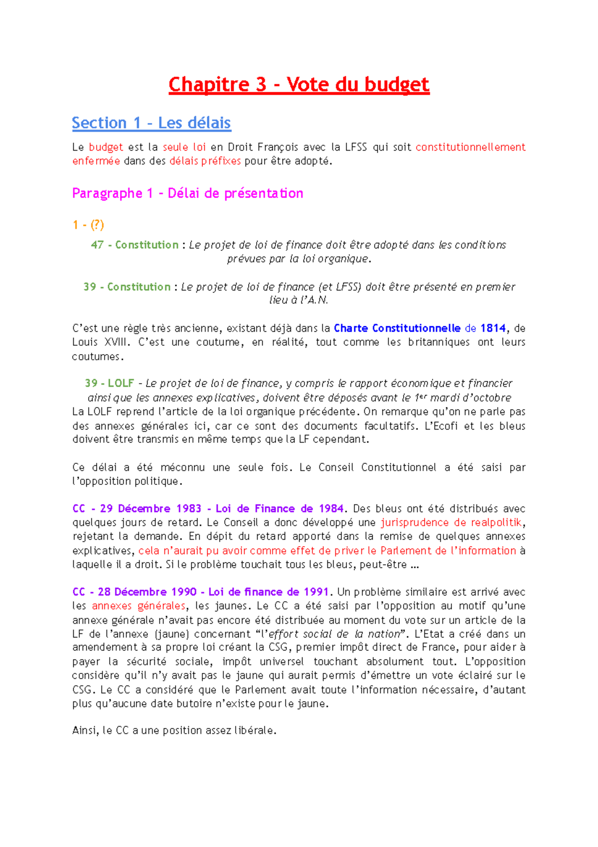 FP - C3 - Vote du budget - Chapitre 3 - Vote du budget Section 1 - Les ...