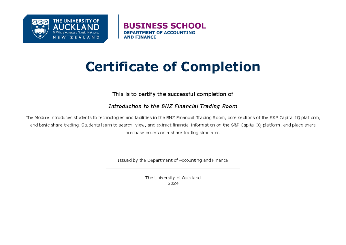 Certificate of Completion 2024 - Certificate of Completion This is to ...