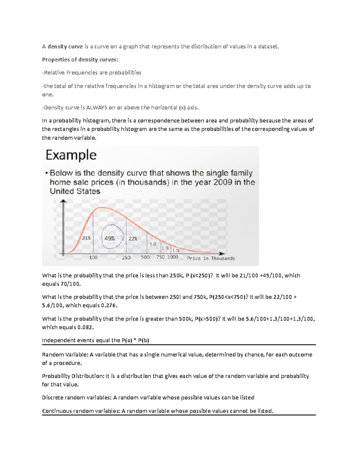 Chapter 5 Probability Distributions - A density curve is a curve on a ...