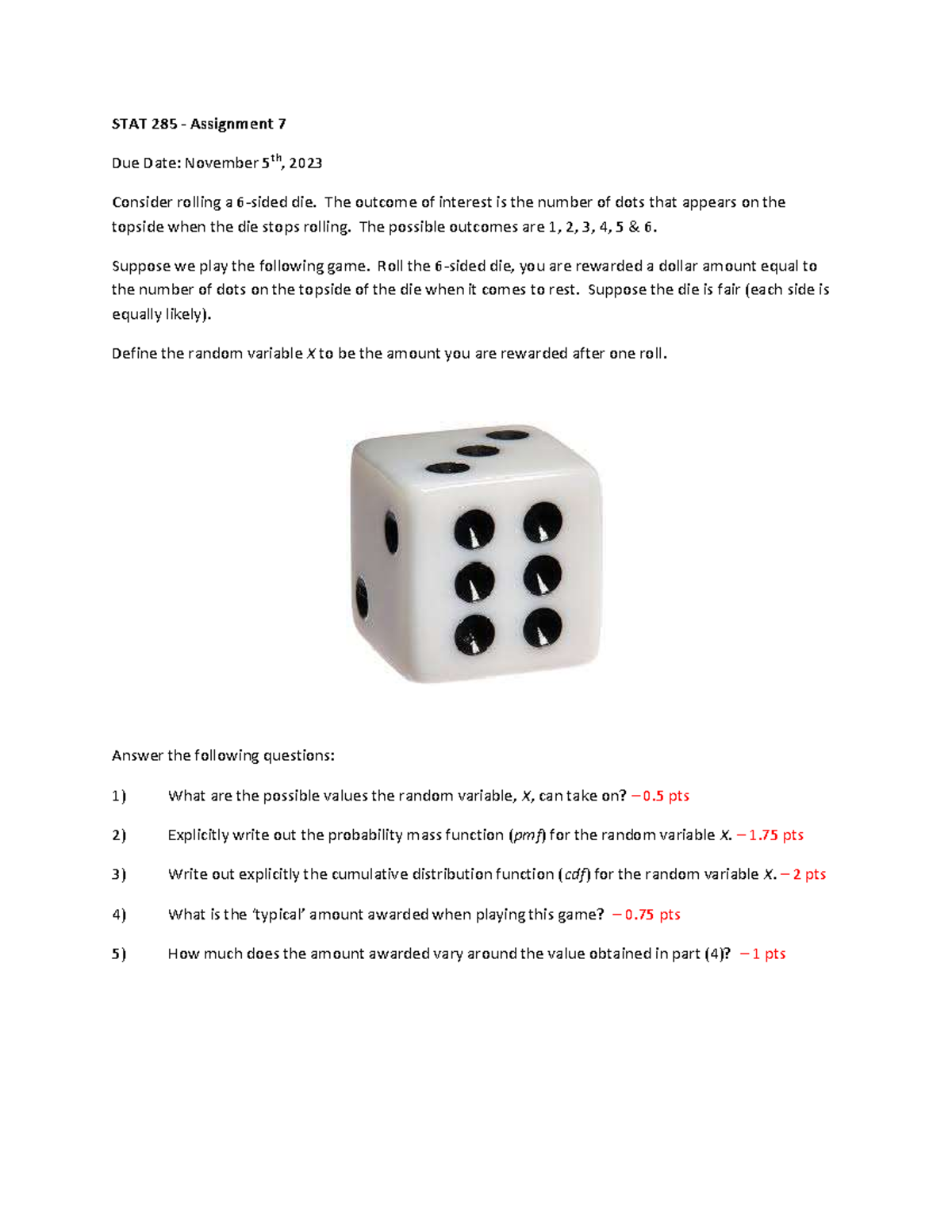 Assignment 7 - notes - STAT 285 - Assignment 7 Due Date: November 5th ...