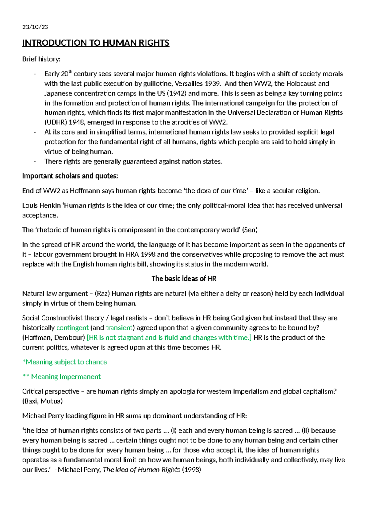 Introduction to Human Rights - 23/10/ INTRODUCTION TO HUMAN RIGHTS ...