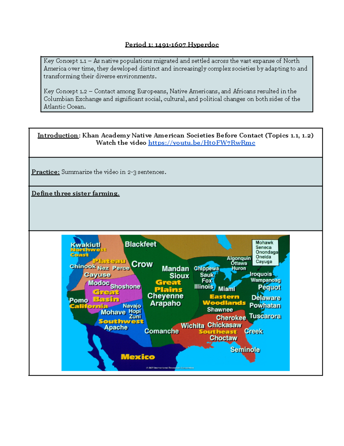 Copy of Period 1 Hyperdoc (1) - Period 1: 1491-1607 Hyperdoc Key ...