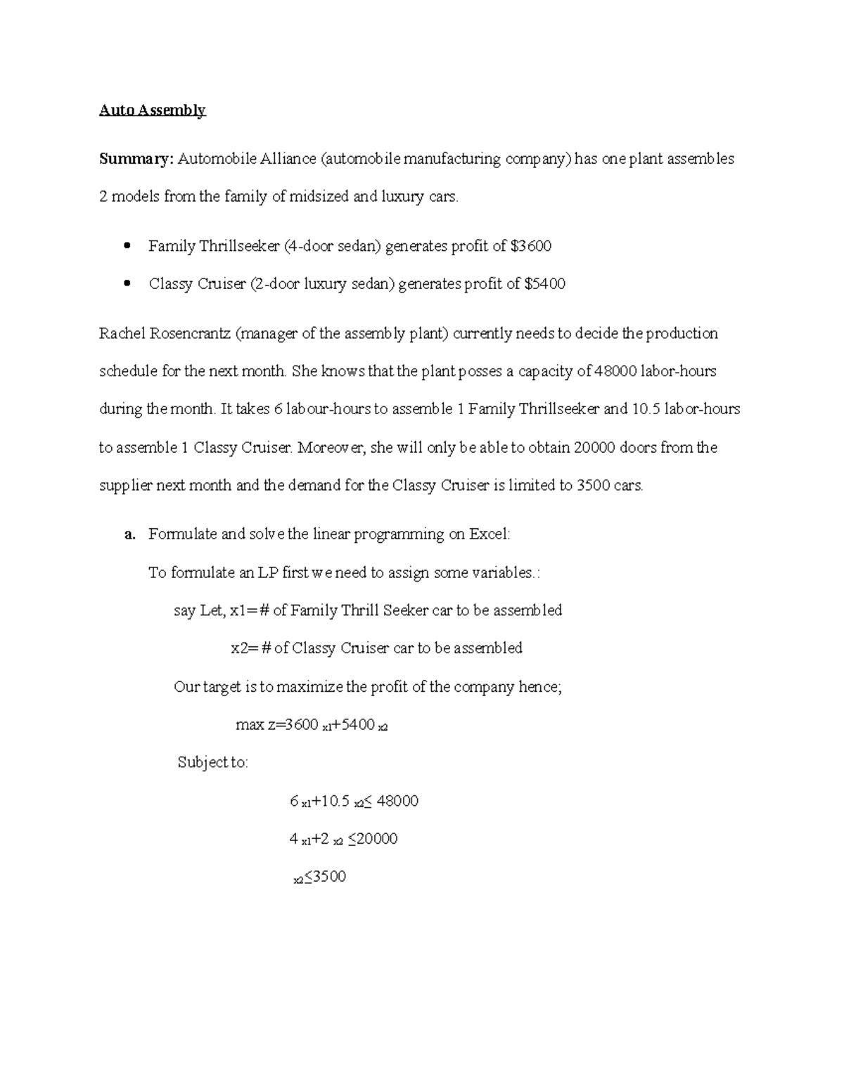 Auto Assembly - research paper - Auto Assembly Summary: Automobile Alliance (automobile - Studocu