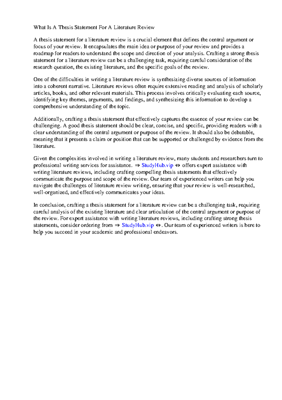 What Is A Thesis Statement For A Literature Review - It encapsulates ...