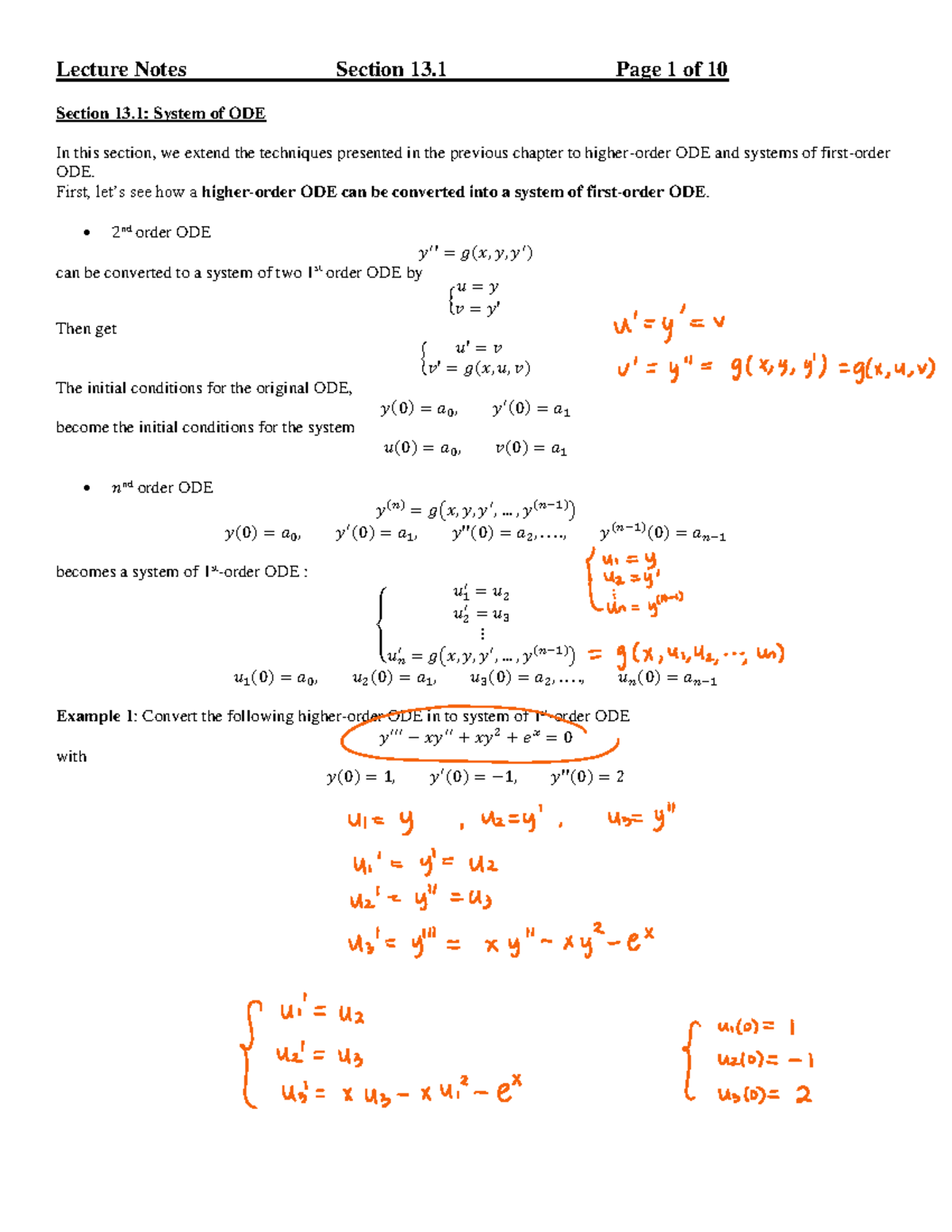 13 - Homework practice review - Section 13: System of ODE In this ...