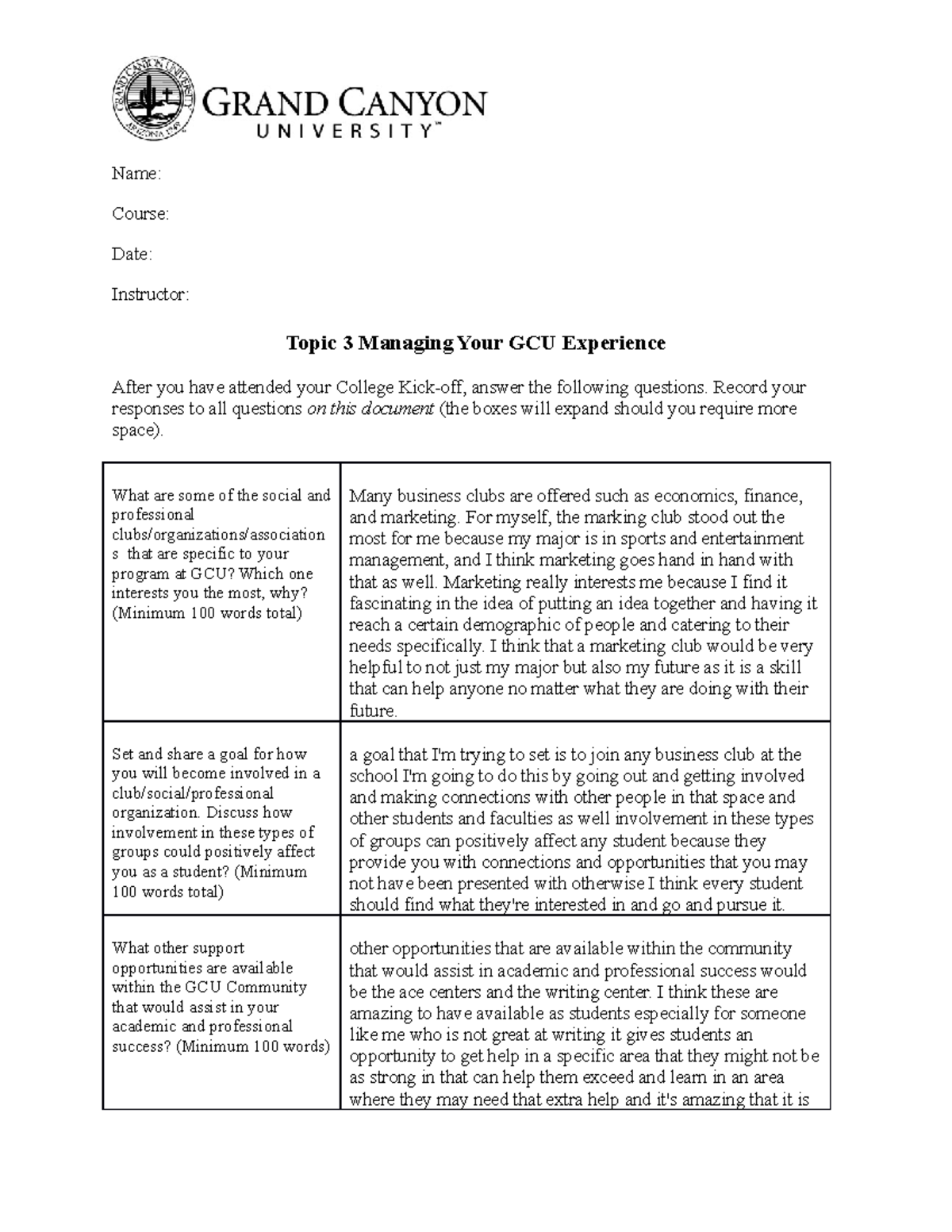 UNI success sept 22 - Sept 22 assignment - Name: Course: Date ...
