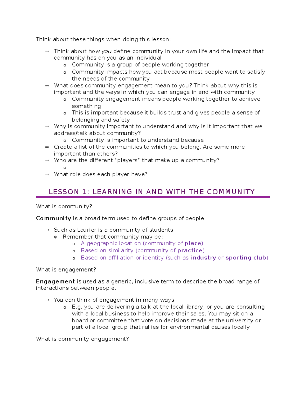 UU150 - Week 1 - lecture notes - Think about these things when doing ...