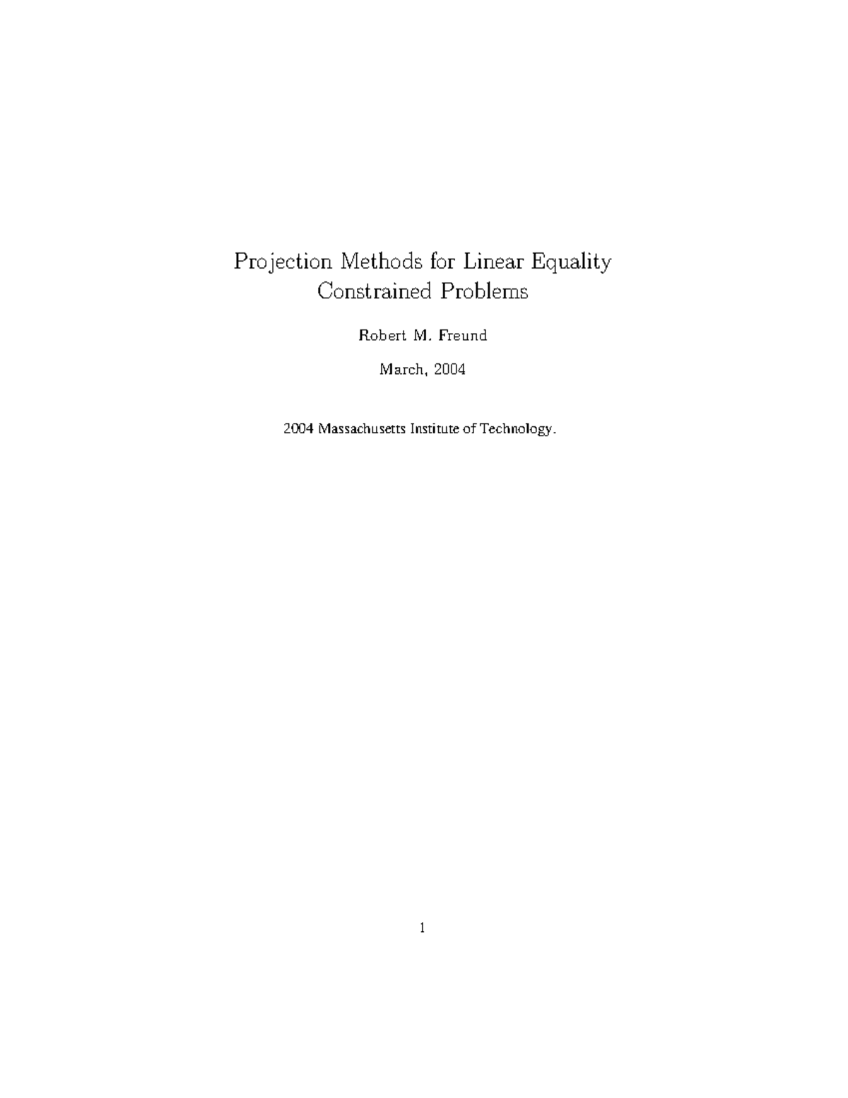 Lec9 Projection Methods For Equality Constrained Problems Pdf Projection Methods For Linear