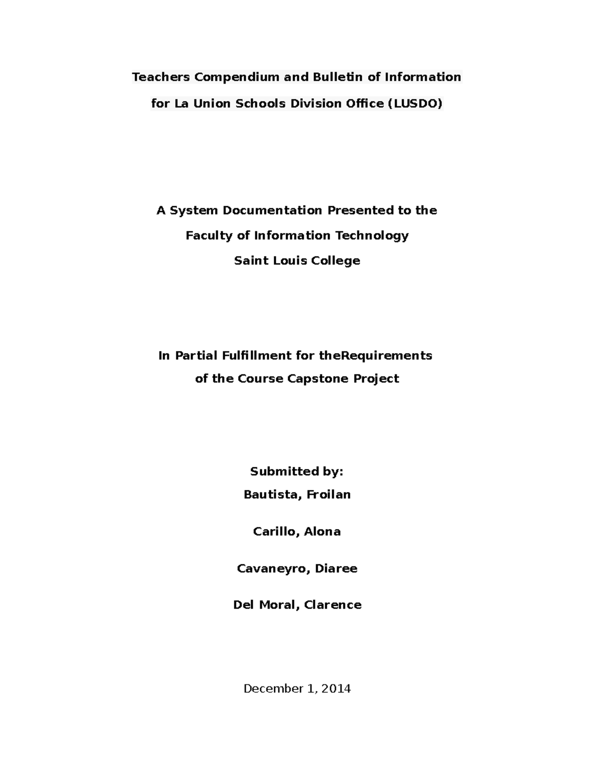 Title-tablecontent - Teachers Compendium and Bulletin of Information ...