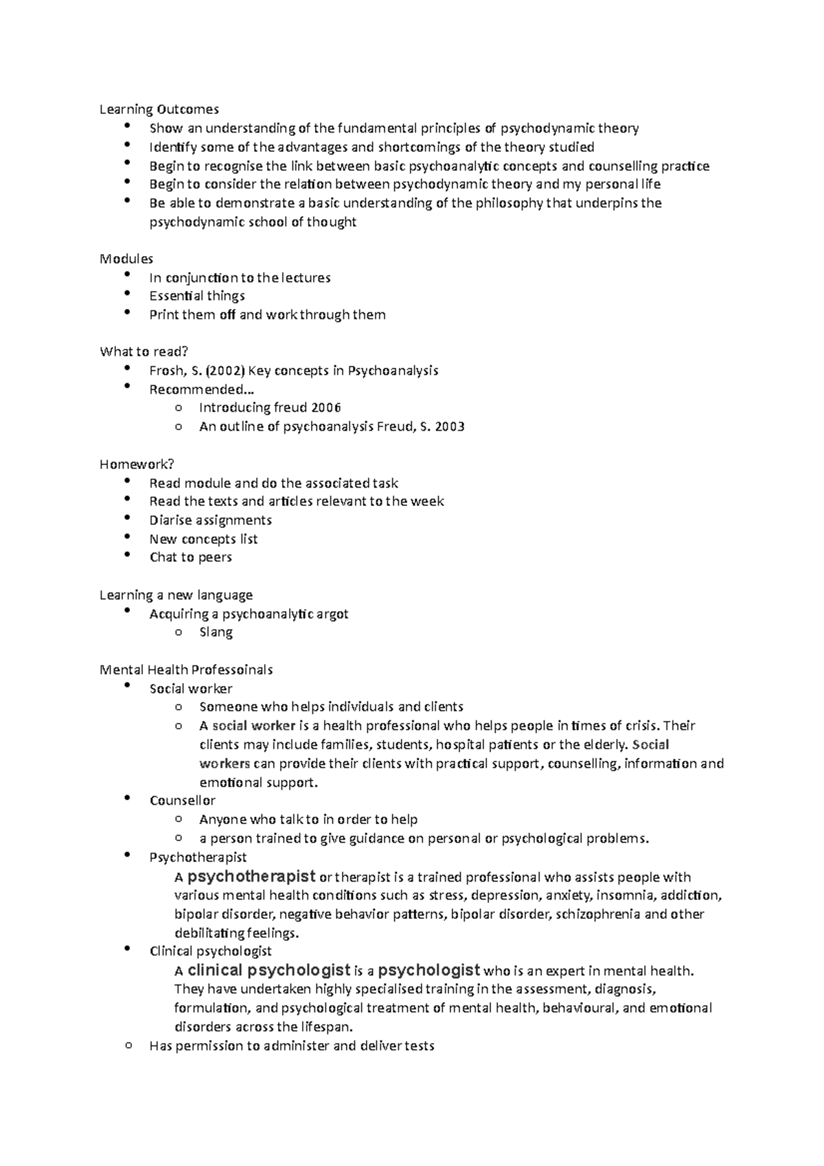 Learning Outcome 1 - Lecture notes 1-4 - Learning Outcomes Show an ...