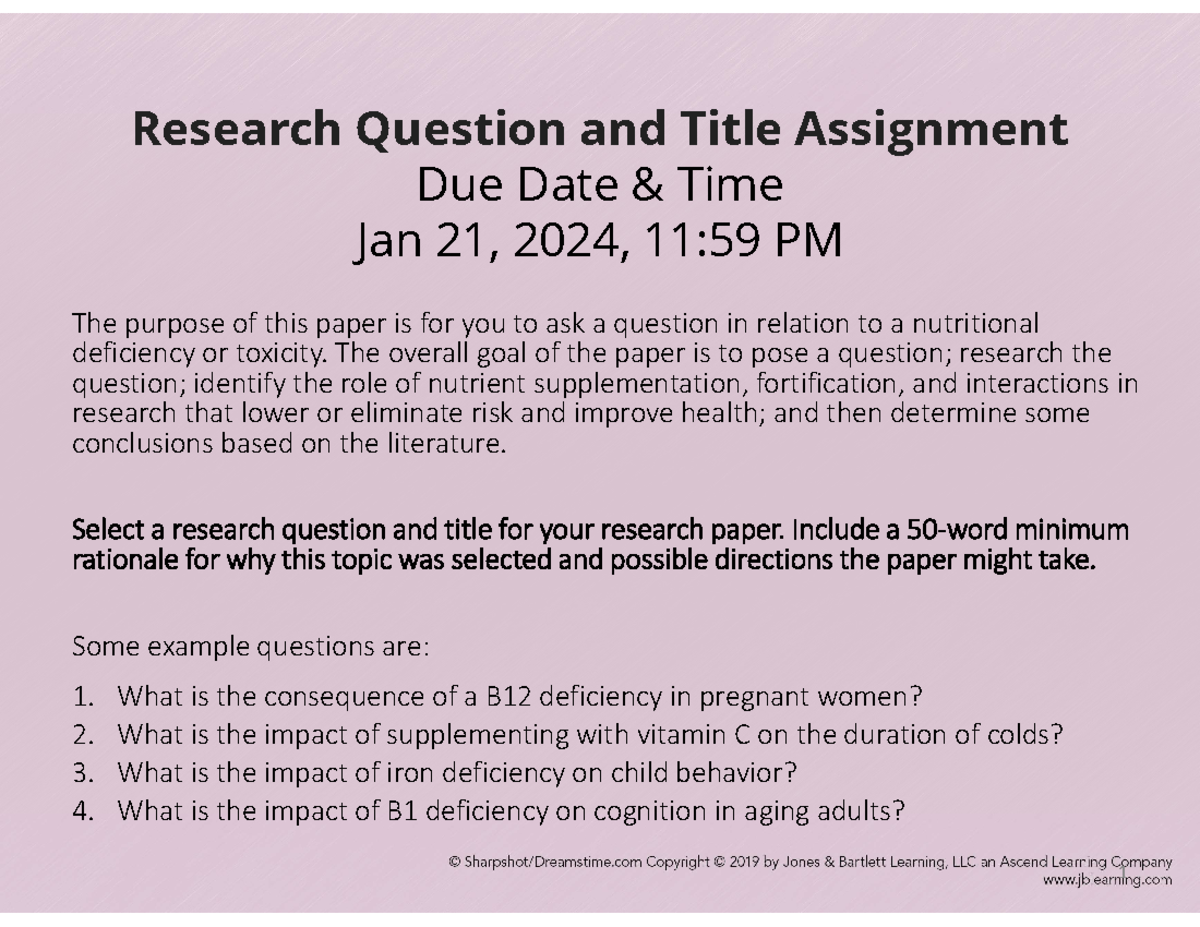 CH01 PPT with Notes Lecture 2 - Research Question and Title Assignment ...