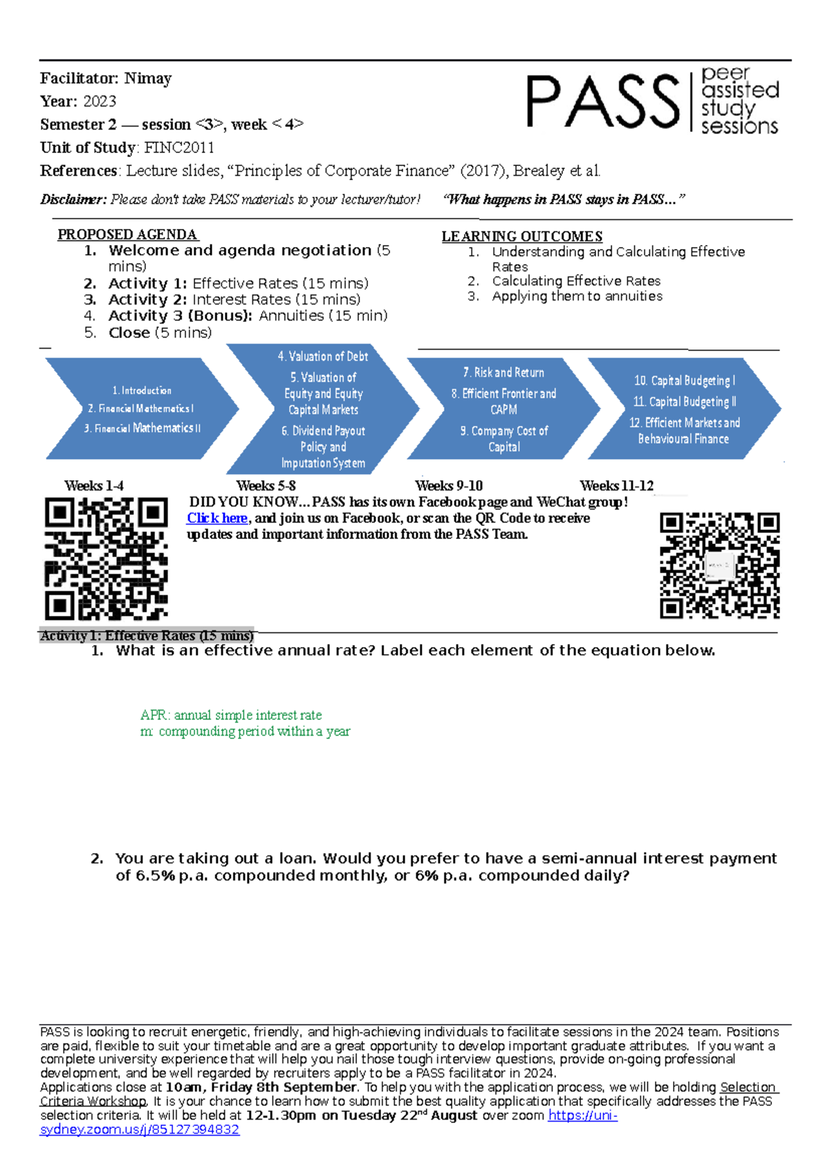 PASS Module 3 questions + answers - FINC2011 - USyd - Studocu