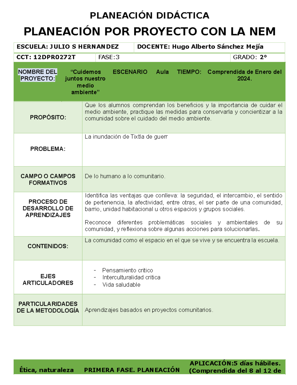 Planeacion 2024 - formato de la nueva escuela mexicana - PLANEACIÓN DIDÁCTICA PLANEACIÓN POR ...