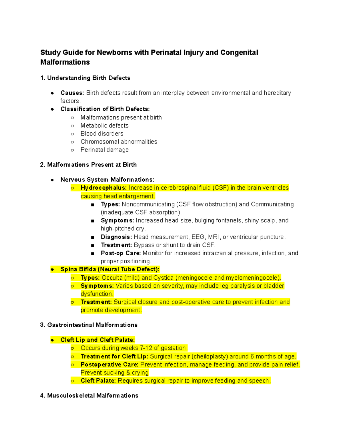 Exam 5 Study Guide - Study Guide for Newborns with Perinatal Injury and ...