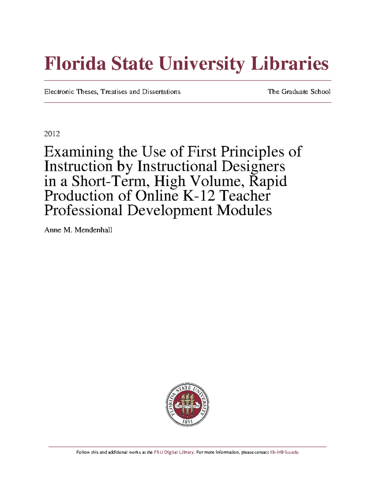 FSU migr etd-5402 - Thank you. - Florida State University Libraries Electronic Theses, Treatises ...