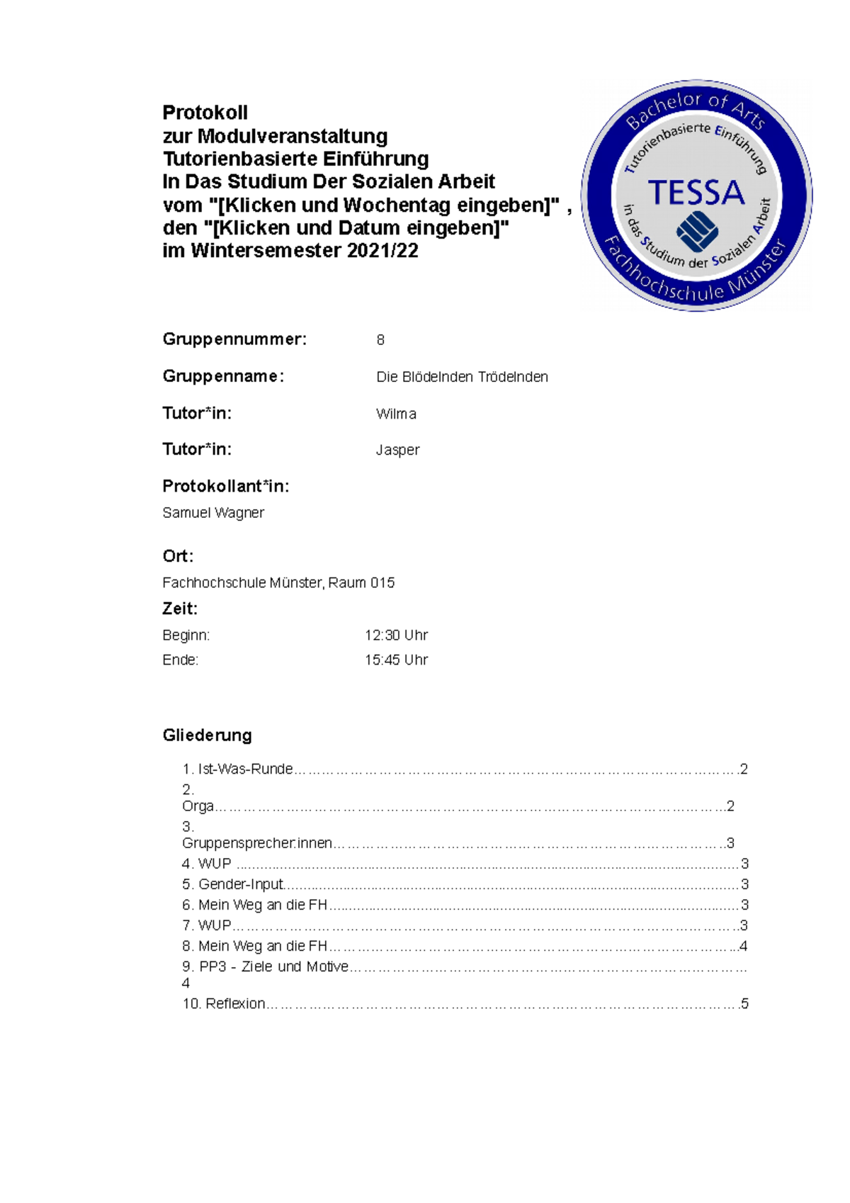 Tessa Protokoll - Protokoll zur Modulveranstaltung Tutorienbasierte ...