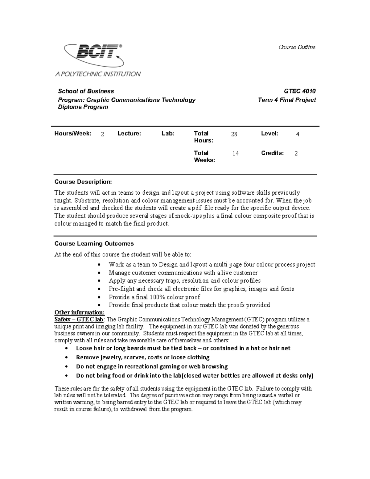 GTEC 4010 rev2023 - BCIT GTEC 02nd Year Final Project Class - GTEC 4010 ...