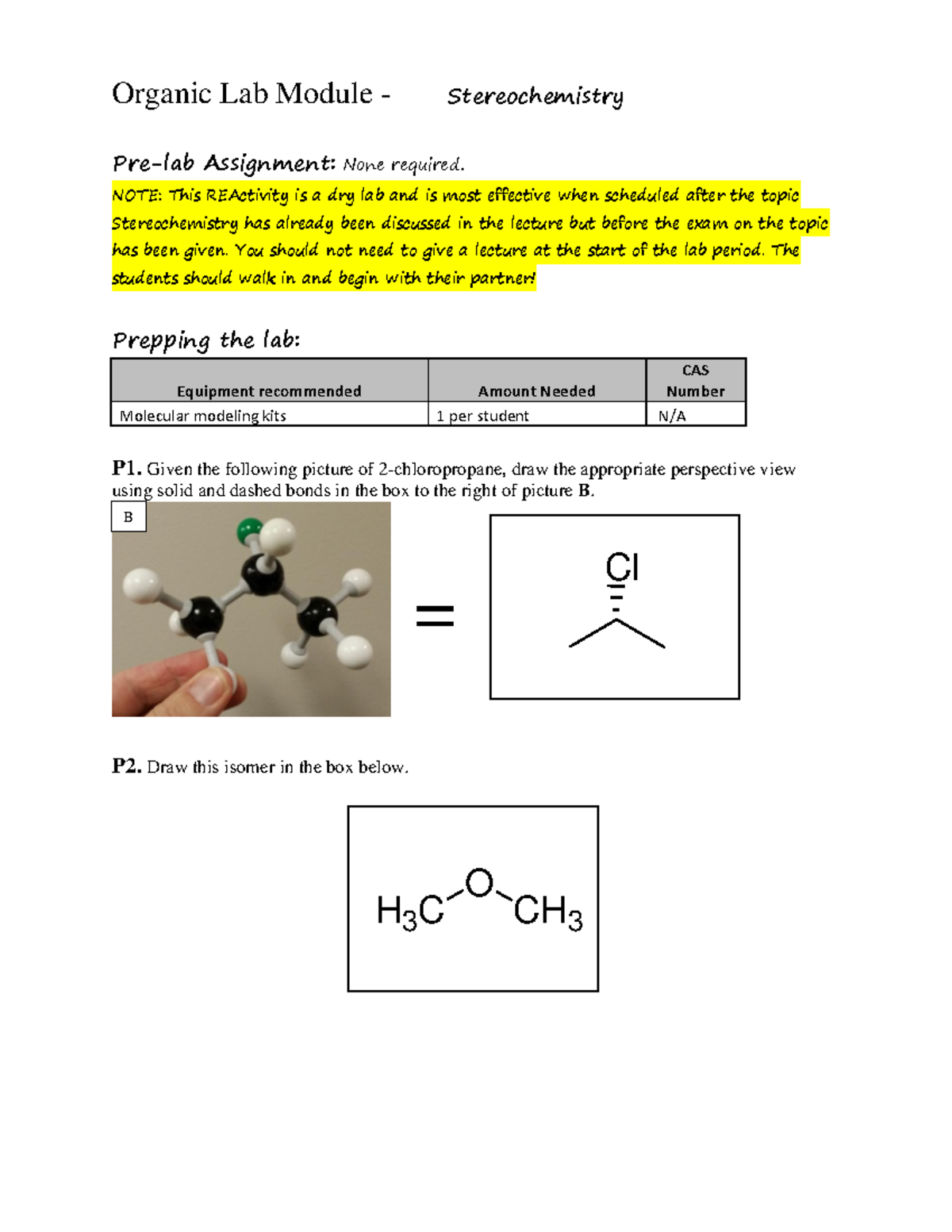 Instructor REActivities Stereochemistry - Organic Lab Module ...