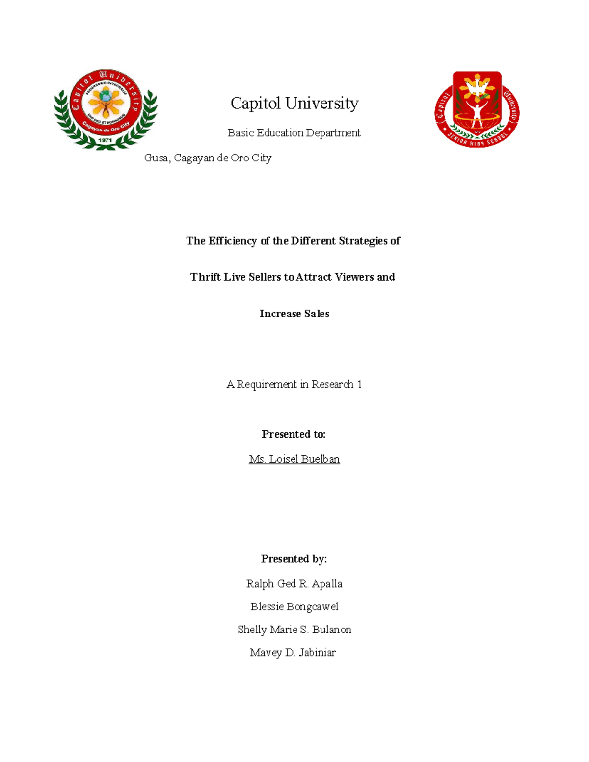 -Template- Chapter 1 forma - Capitol University Basic Education ...