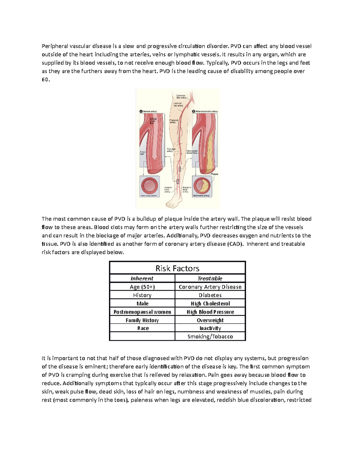 PVD -write up - Peripheral vascular disease is a slow and progressive ...