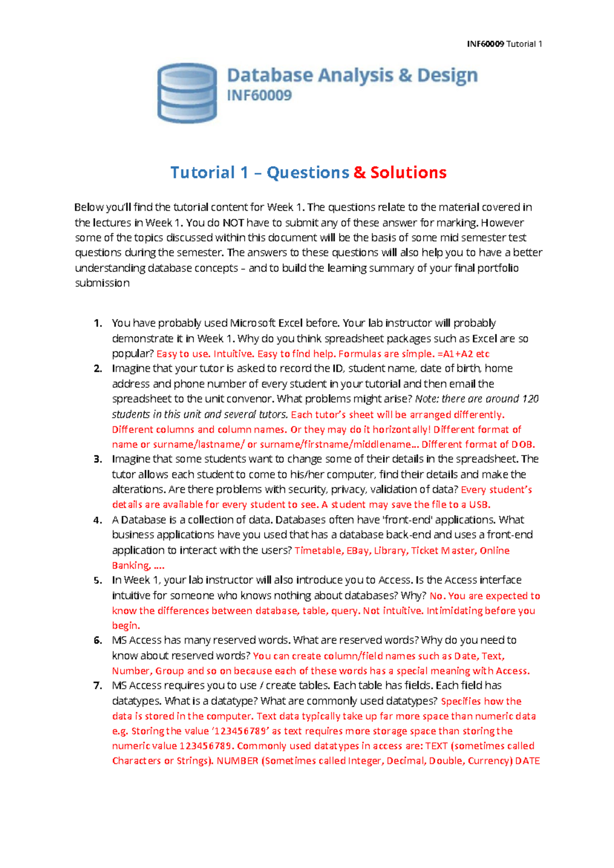 INF60009 TU01 Solutions-1-1-1-1-1 - Tutorial 1 – Questions & Solutions ...