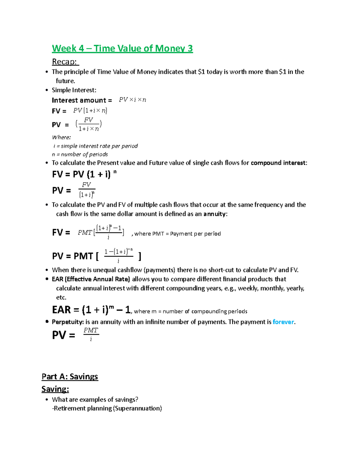 FBF - Week 4 Time Value of money 3 - Notes - Week 4 – Time Value of ...