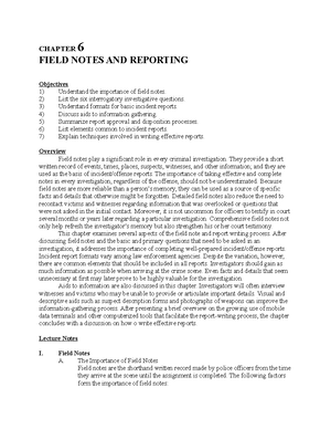 Lecture Chapter 6 Field Notes and Reporting - CHAPTER 6 FIELD NOTES AND ...