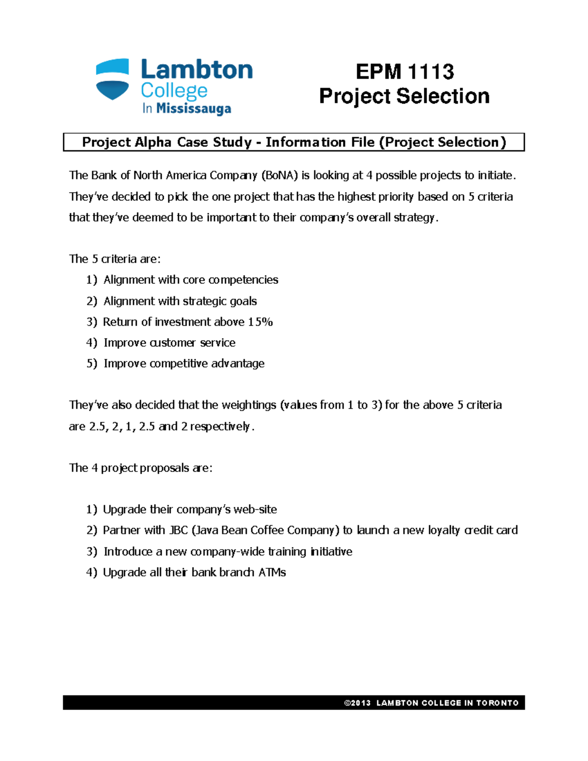 Project Alpha Case Study -Assignment (Project Selection) S2022 - EPM ...