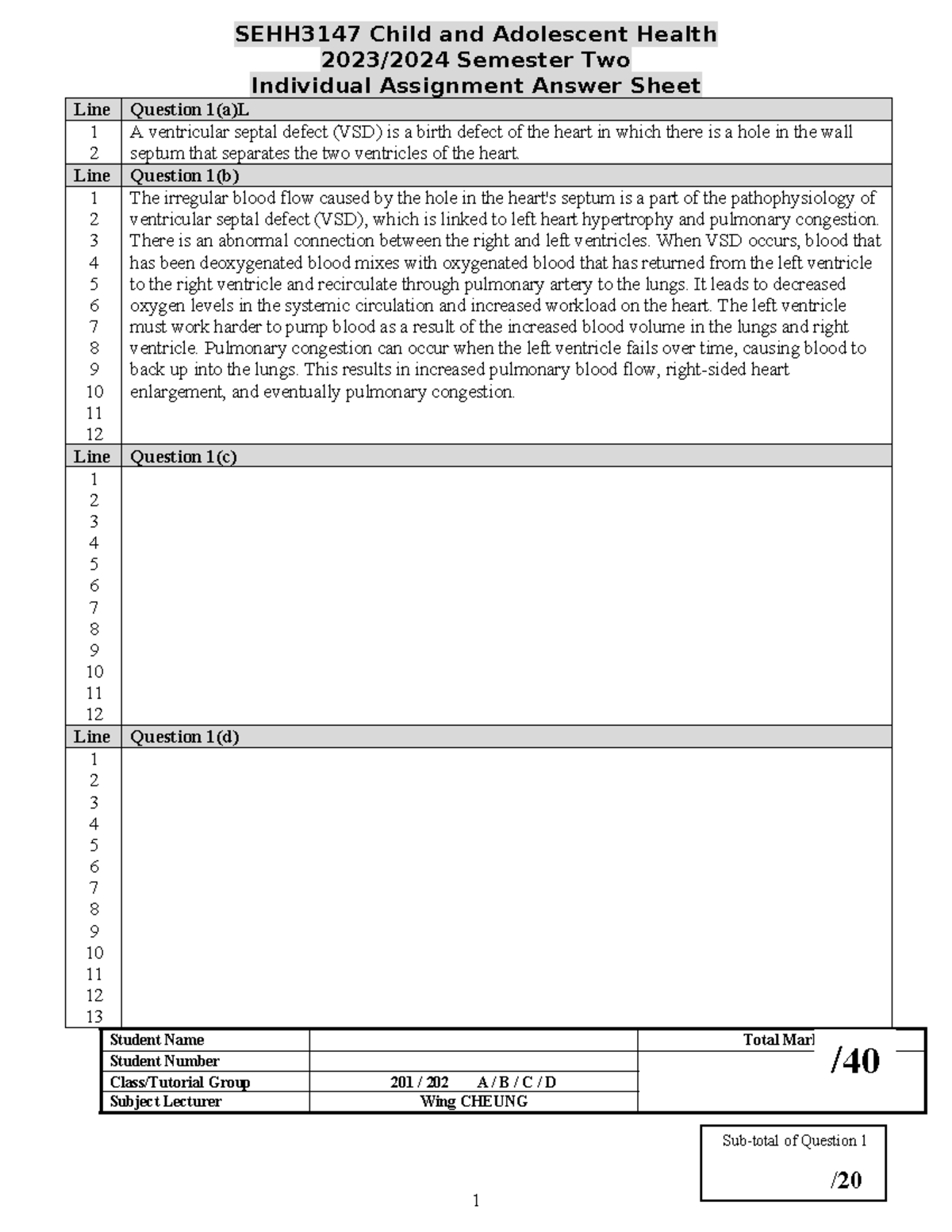 SEHH3147 Ind.assignment Ans template 2324S2 - SEHH3147 Child and ...