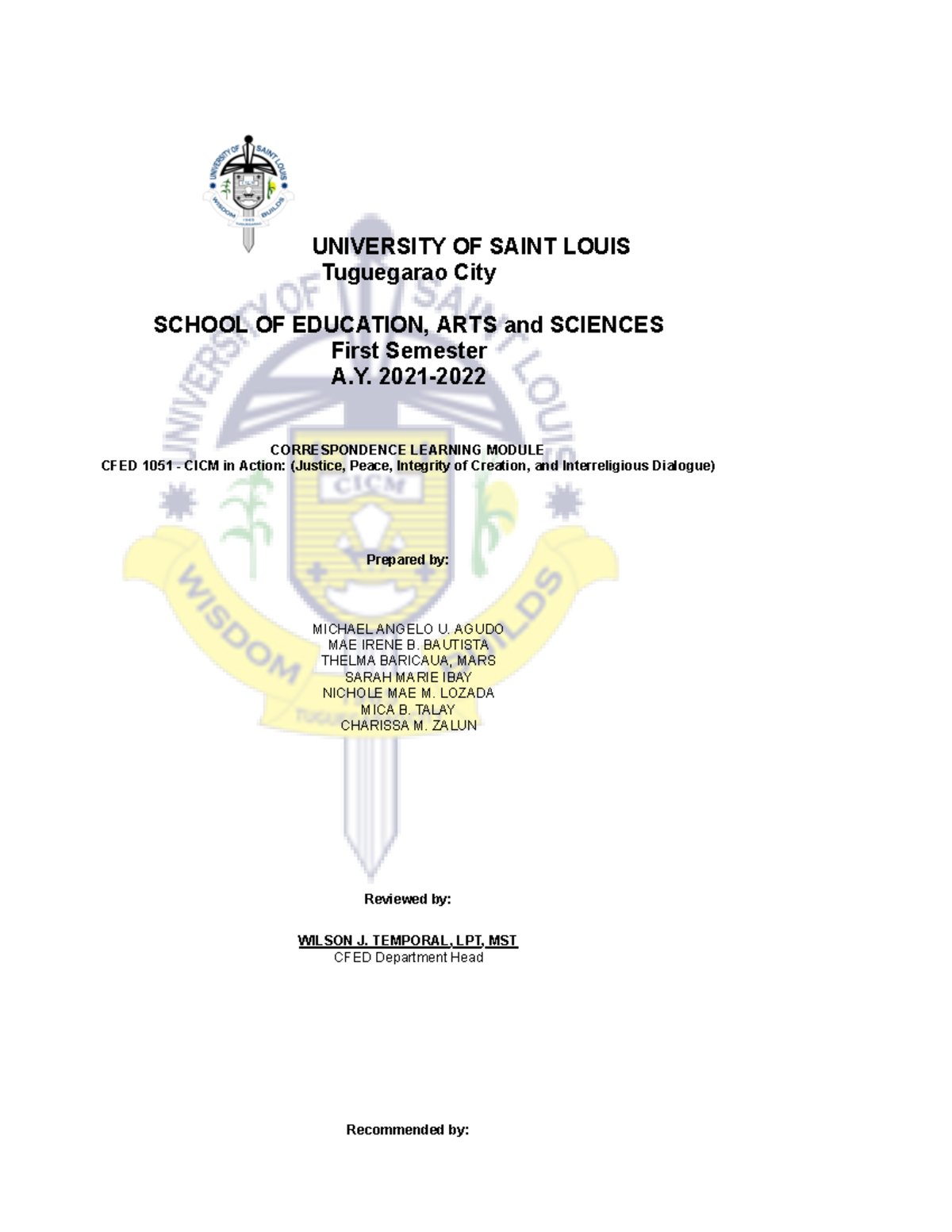 CFED-5-Module-4 2 - Useful - UNIVERSITY OF SAINT LOUIS Tuguegarao City SCHOOL OF EDUCATION, ARTS ...