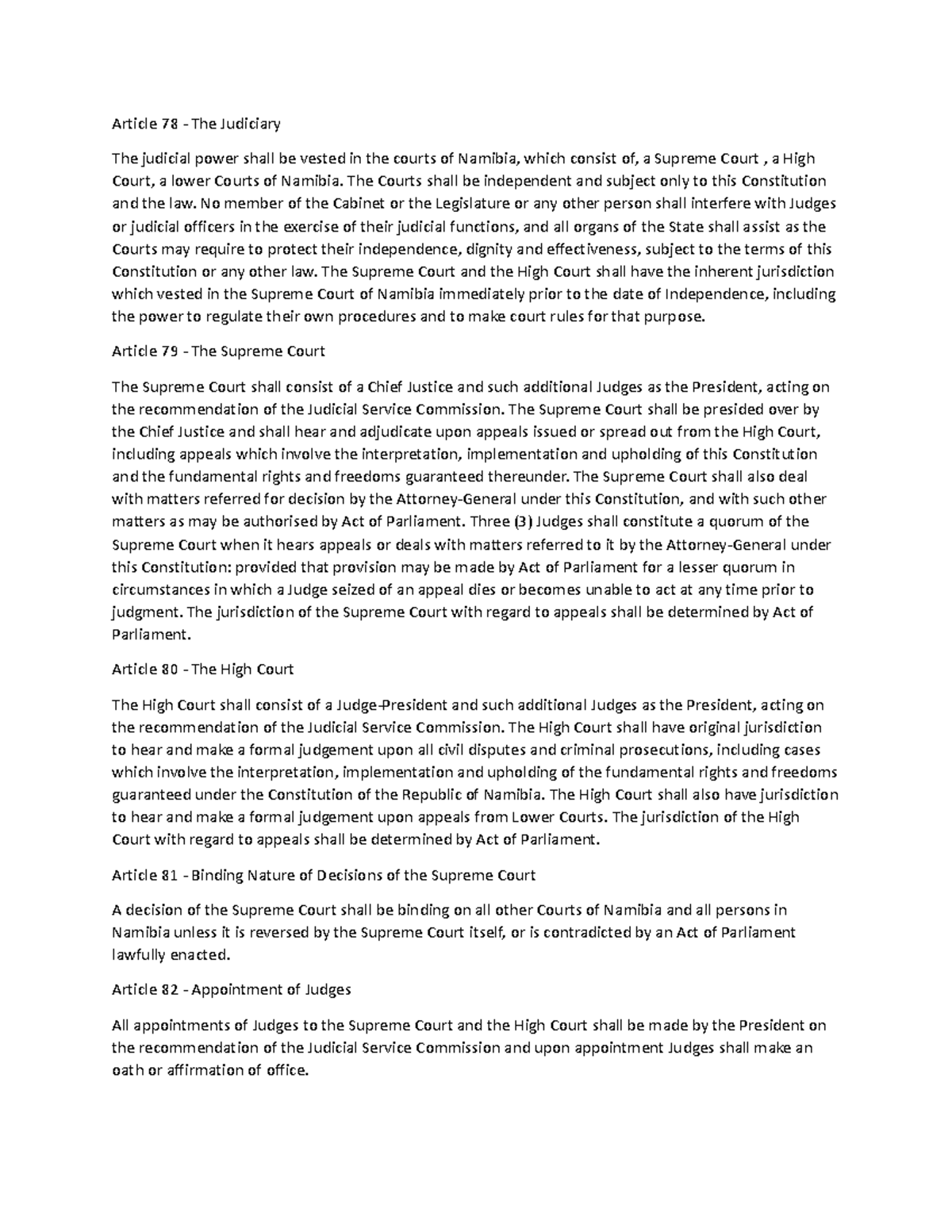 Article 78 - Article 78 - The Judiciary The judicial power shall be ...