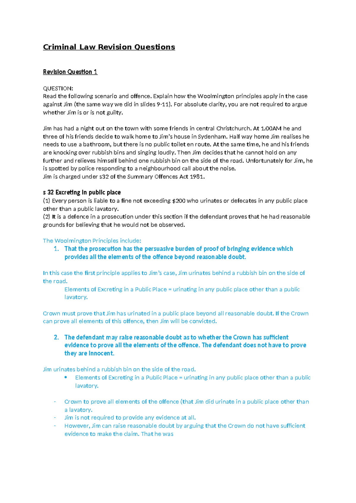 Criminal Law Revision Questions - Criminal Law Revision Questions ...