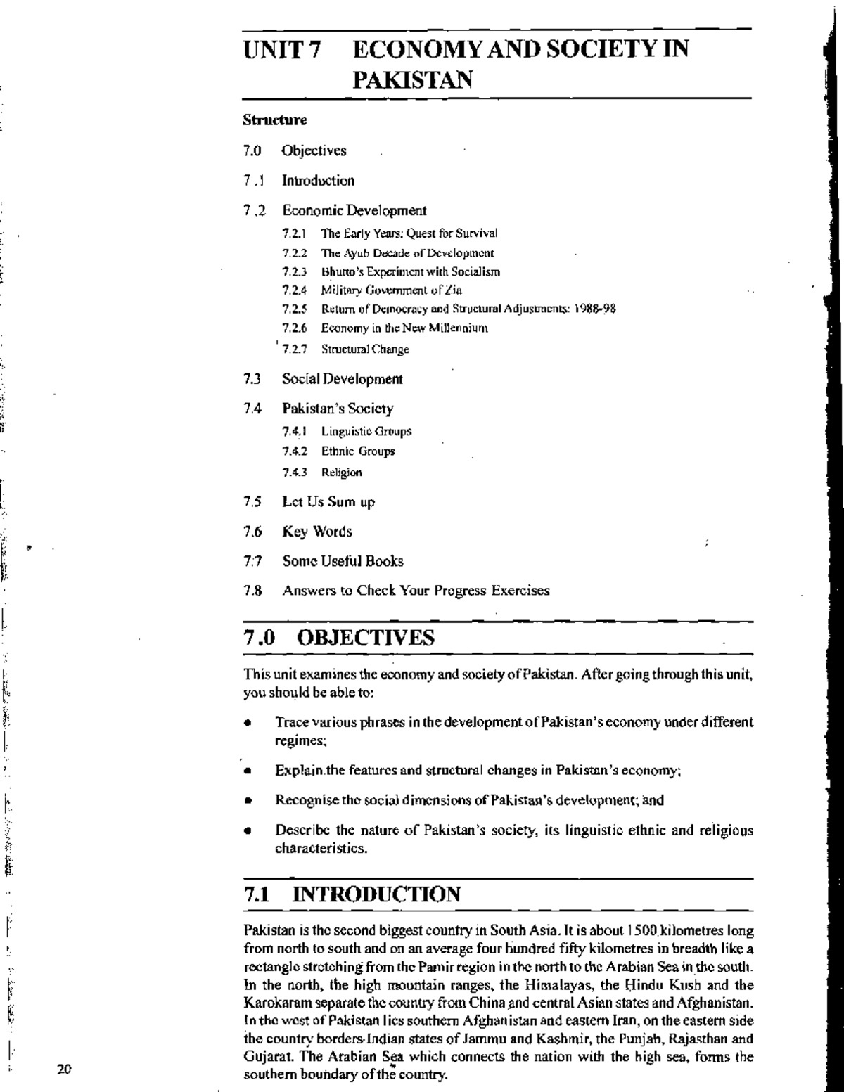Unit-7 Country Profiles-Pakistan - UNIT 7 ECONOMY AND SOCIETY IN ...
