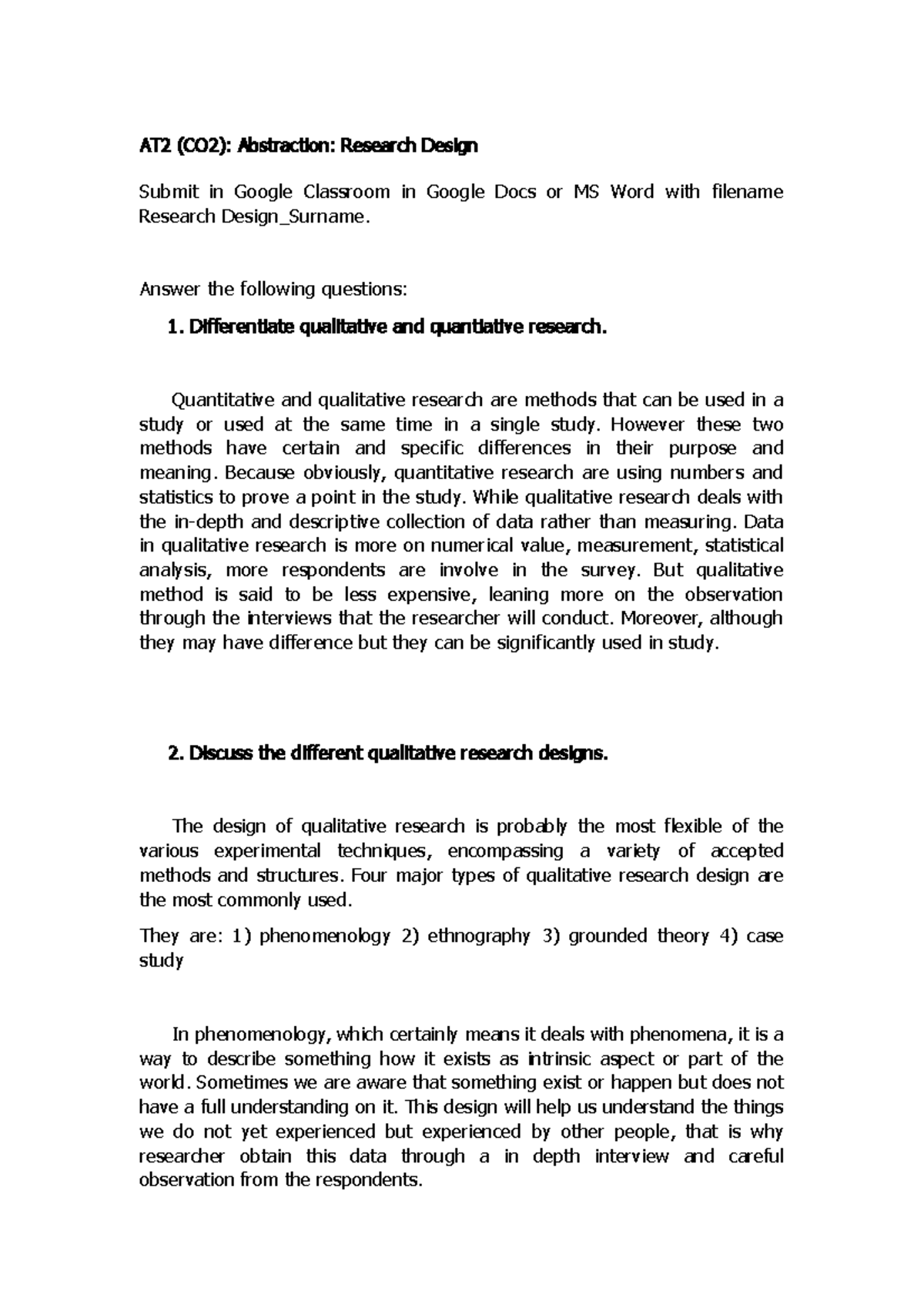 Quanti and Quali differences - AT 2 (CO 2 ): Abstraction: Research ...