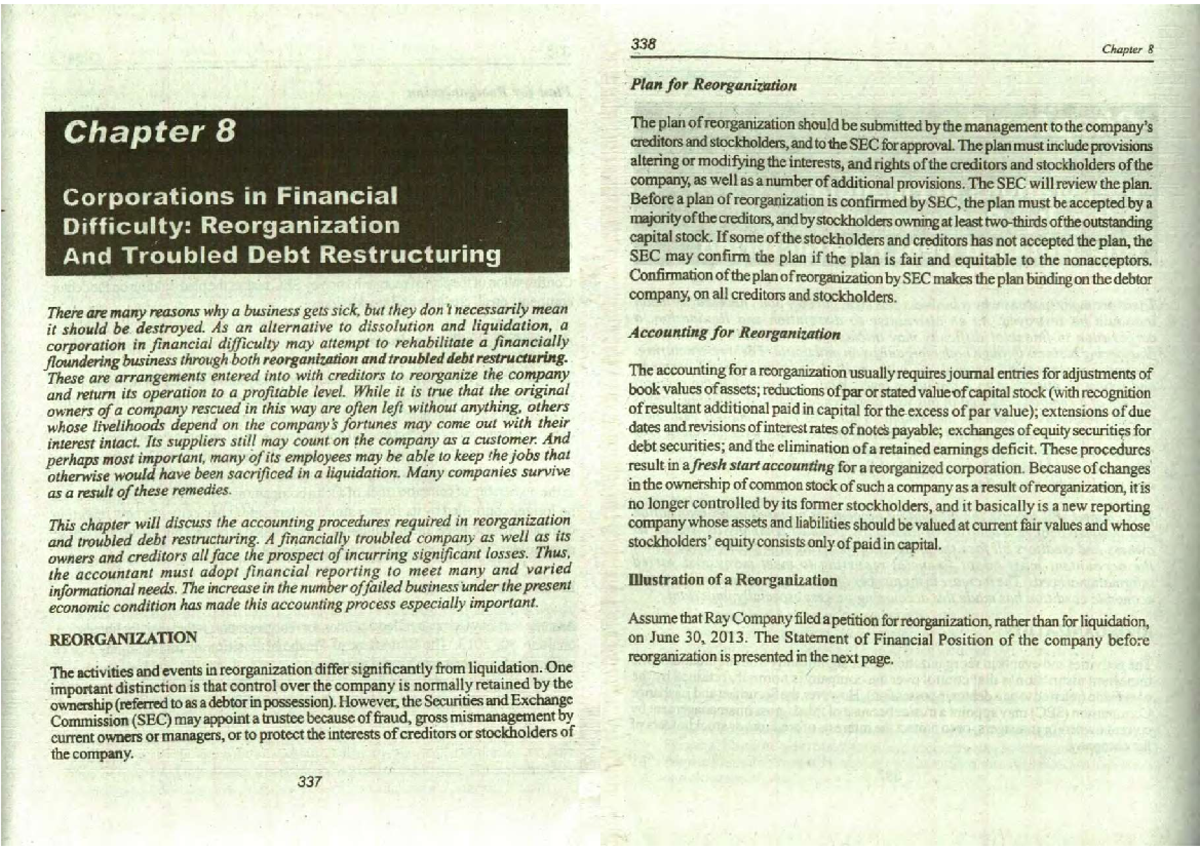 Reorganization AND Trouble DEBT Restructuring - Management Accounting ...