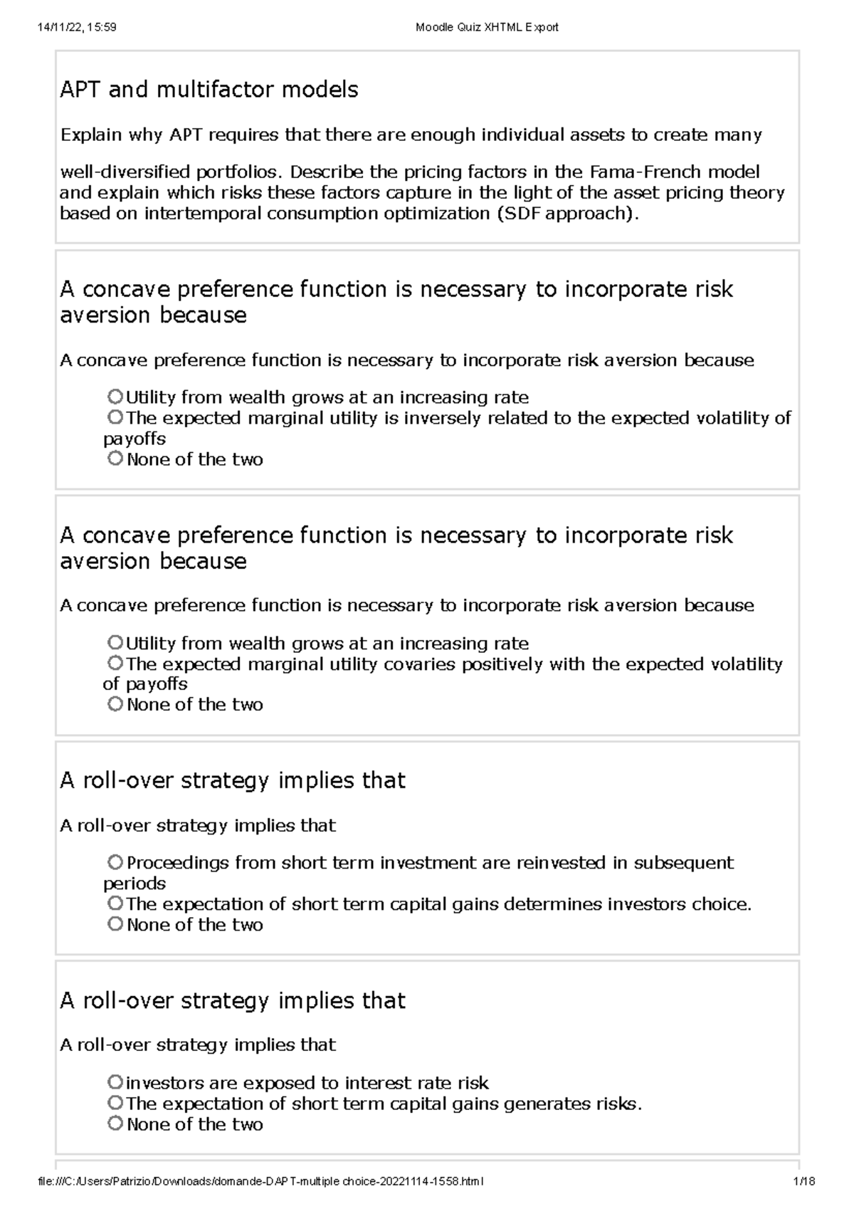 Crocette Asset - APT and multifactor models Explain why APT requires ...
