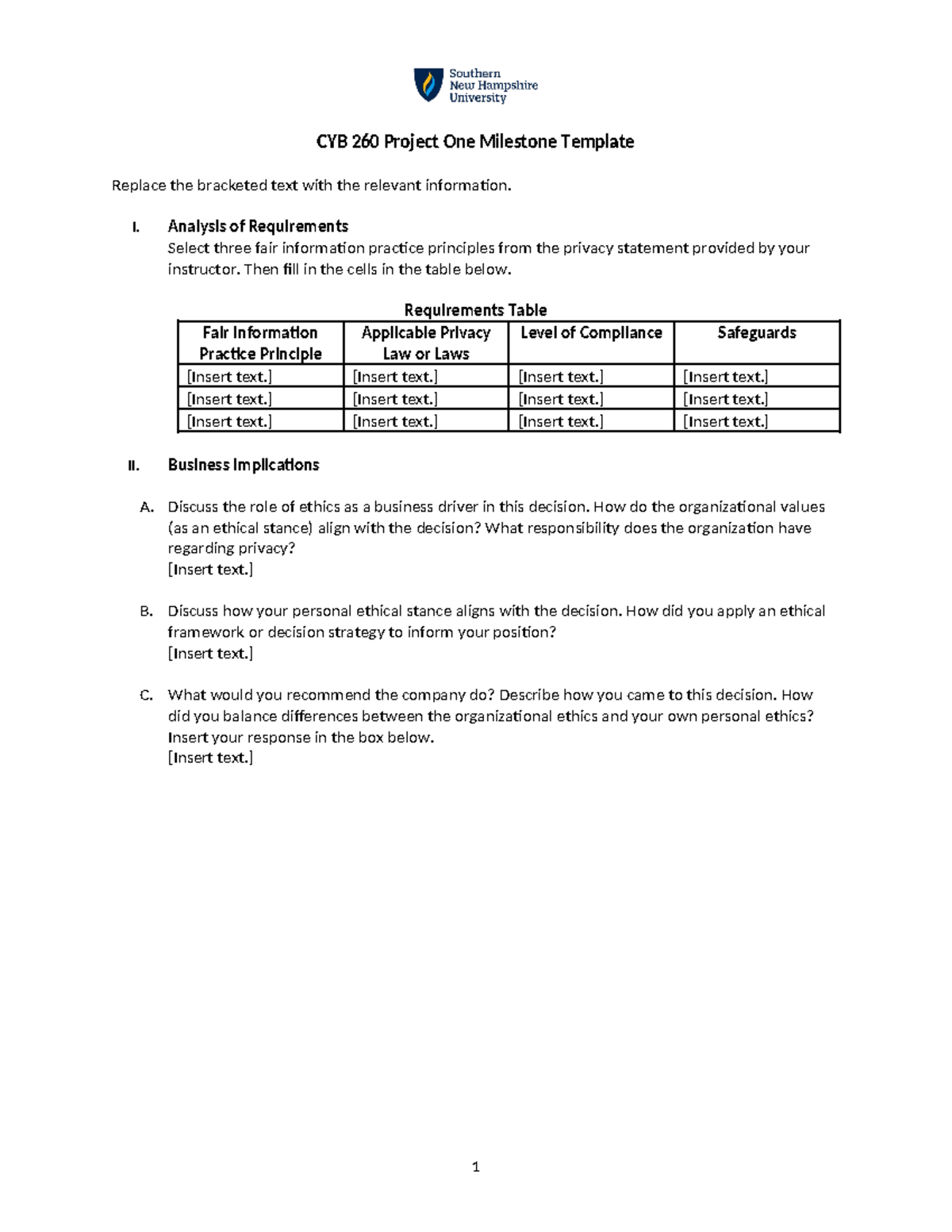 Project One Milestone Template - CYB 260 Project One Milestone Template ...