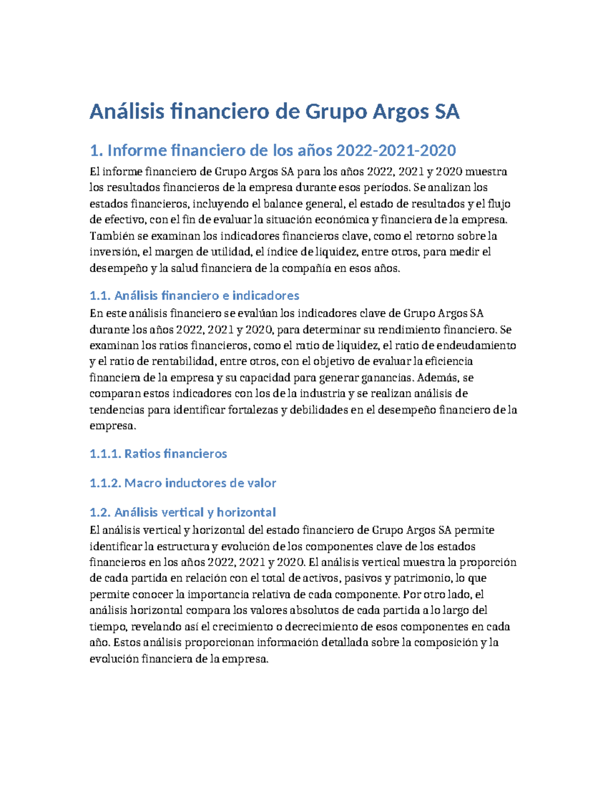 Análisis financiero de Grupo Argos SA - Informe financiero de los años ...