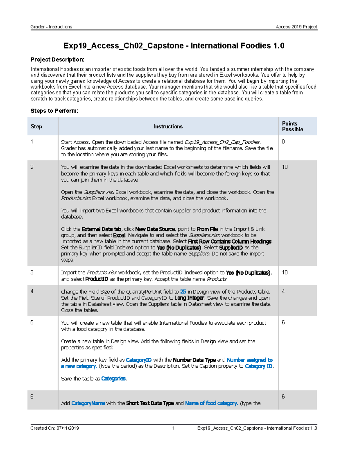 EX19 AC CH02 Grader CAP HW Instructions - Grader - Instructions Access 2019 Project - Studocu