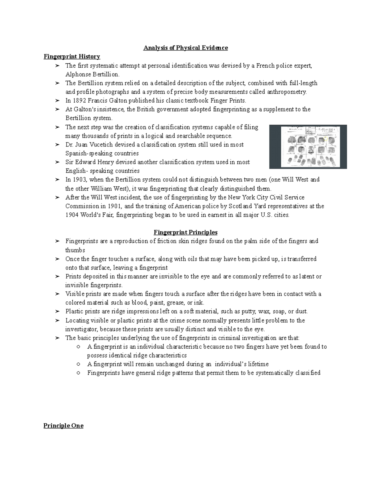 Intro to CSI exam review - Analysis of Physical Evidence Fingerprint ...