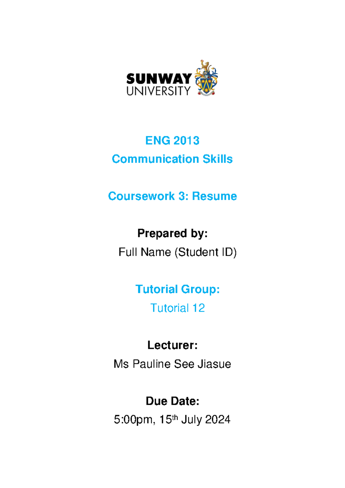 ENG2013 ENG2044 CW3 Cover Page - Tutorial 12.pdf - Bachelor in Business ...
