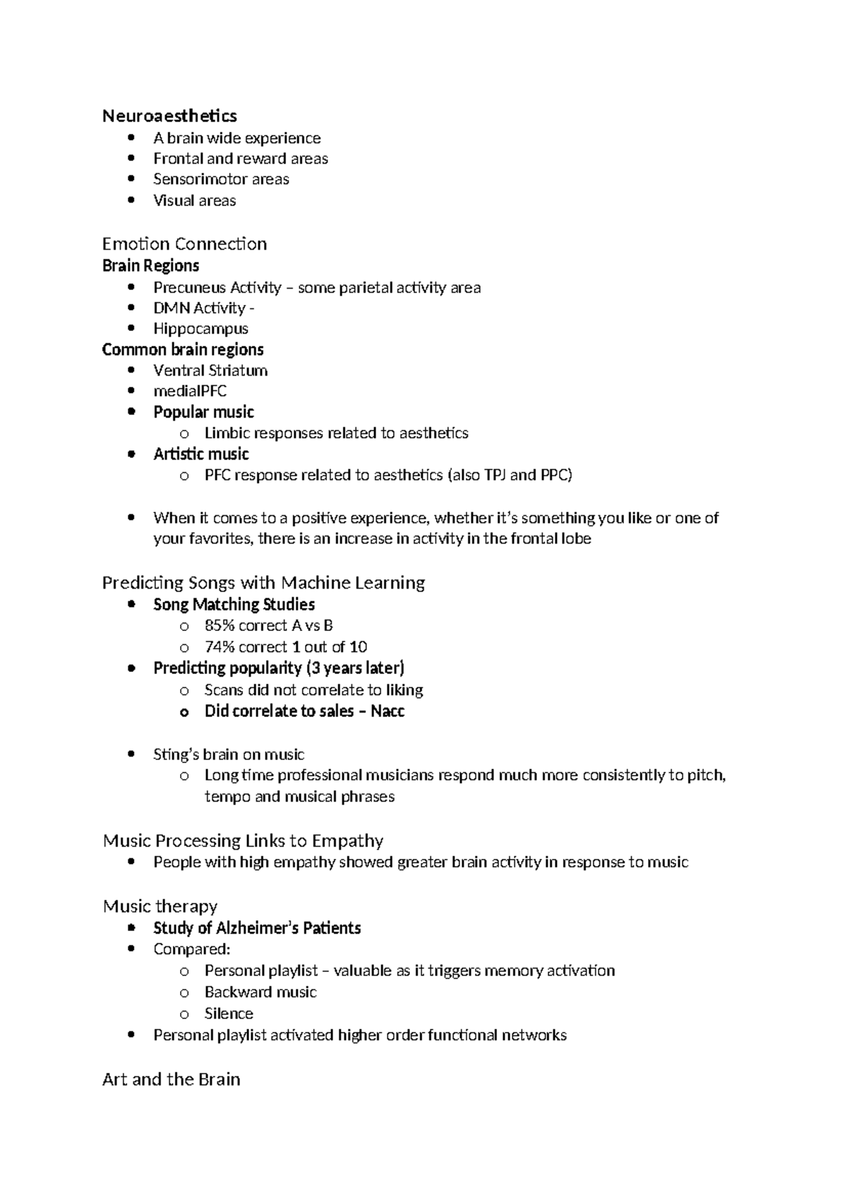 Neuroaesthetics - Exploring Neuroscience - Neuroaesthetics A brain wide ...