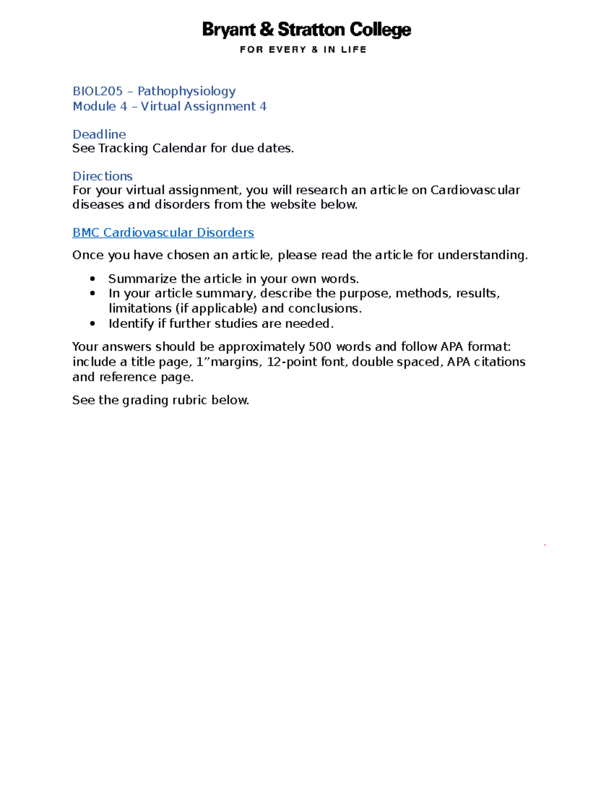 Virtual Assignment 4 - Directions For your virtual assignment, you will ...